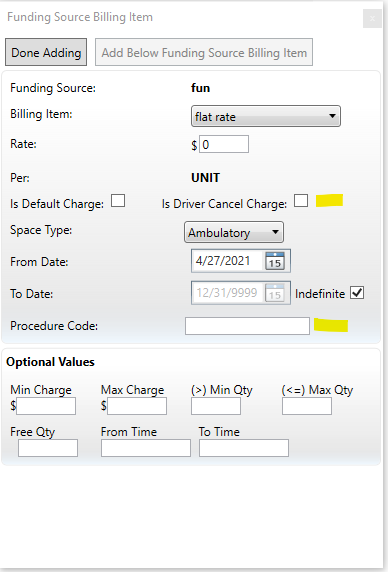 How to Add Billing Items/Rate to a Funding Source.
